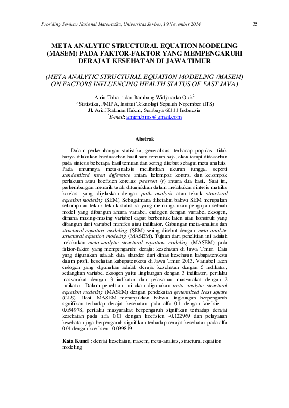 (PDF) Meta Analytic Structural Equation Modeling (Masem) Pada Faktor-Faktor Yang Mempengaruhi ...
