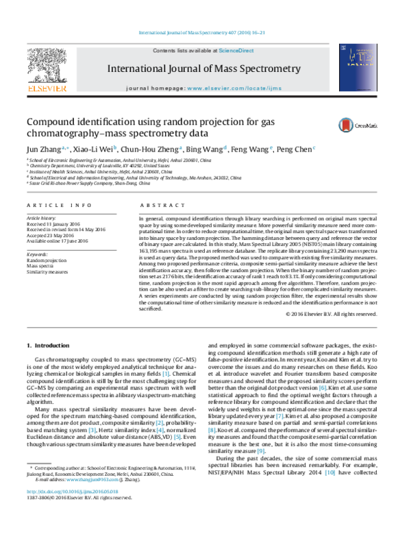 (PDF) Compound identification using random projection for gas ...