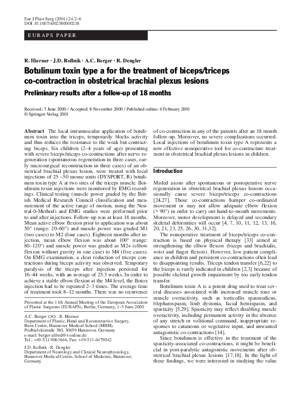(PDF) Botulinum toxin type a for the treatment of biceps/triceps co ...