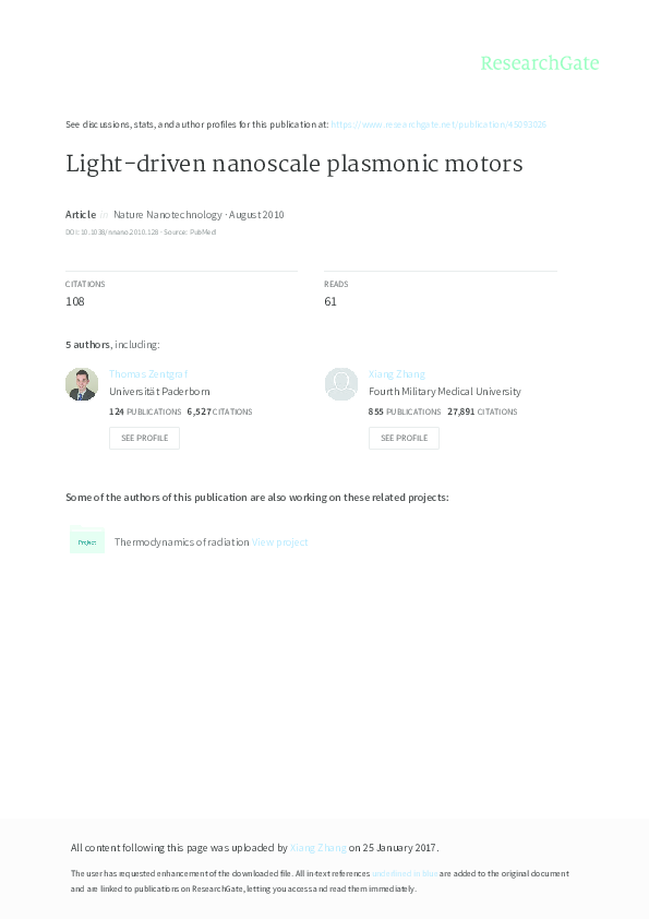 (PDF) Light-driven nanoscale plasmonic motors