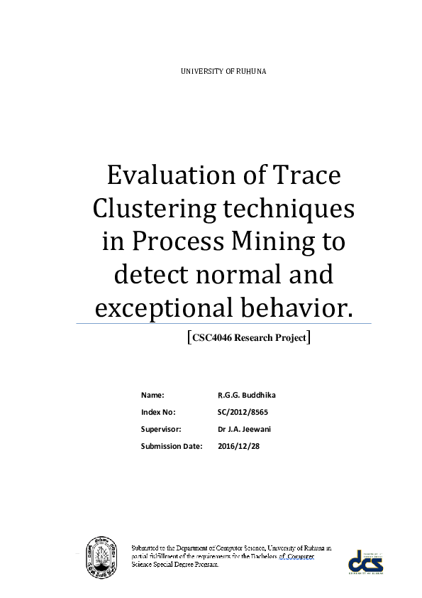 (PDF) Evaluation of Trace Clustering techniques in Process Mining to detect normal and ...