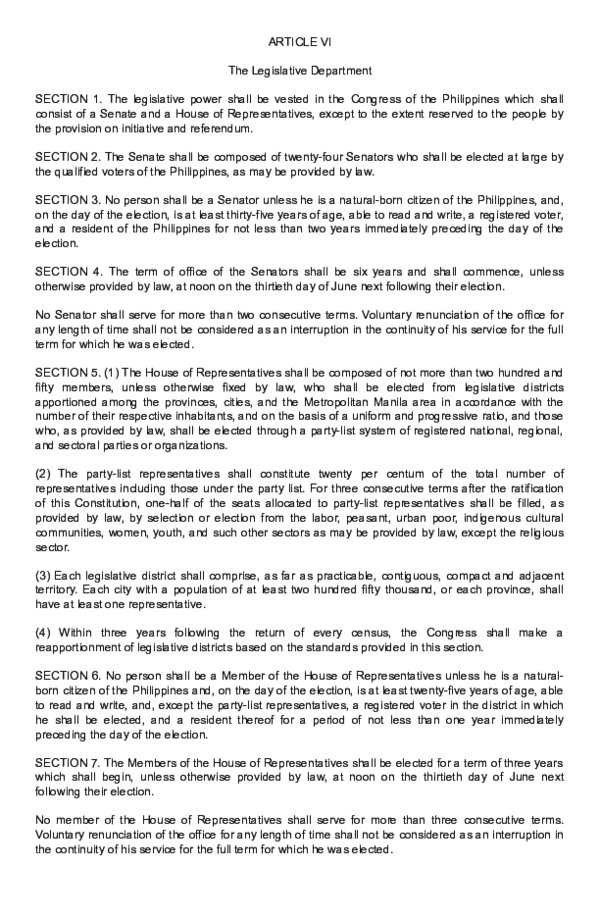(DOC) ARTICLE VI, 1987 Constitution