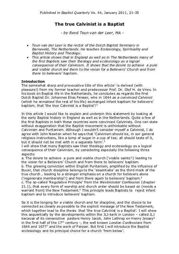 (PDF) The true Calvinist is a Baptist.final version.BQ.pdf