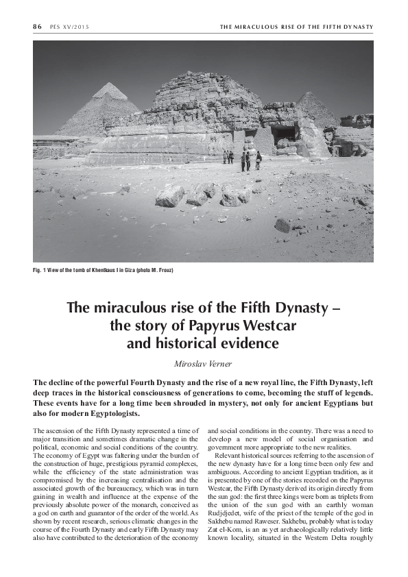 (PDF) The miraculous rise of the Fifth Dynasty – The story of Papyrus ...