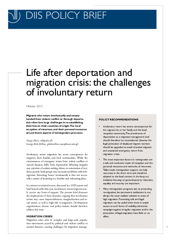 (PDF) Life after Deportation and Migration Crisis: the Challenges of ...