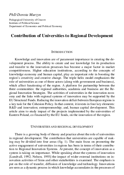 (PDF) Contribution of Universities to Regional Development