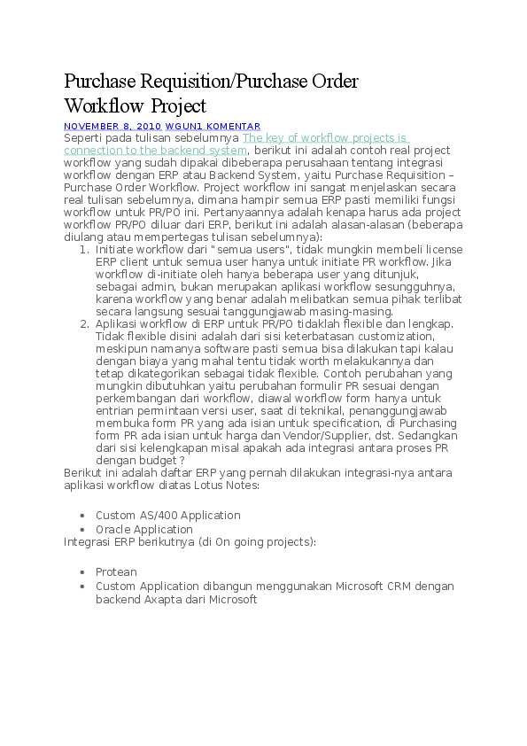 (DOC) Purchase Requisition/Purchase Order Workflow Project