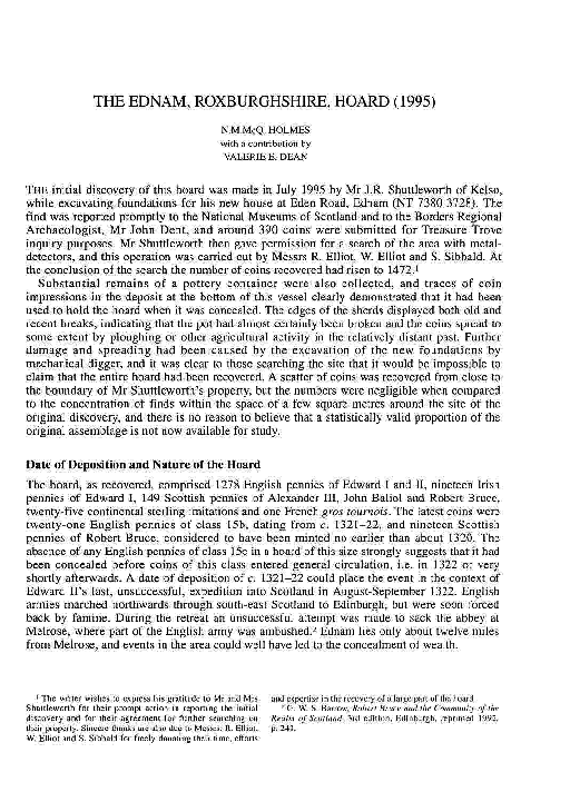 (PDF) THE EDNAM, ROXBURGHSHIRE, HOARD (1995)
