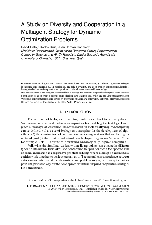 (PDF) A study on diversity and cooperation in a multiagent strategy for ...
