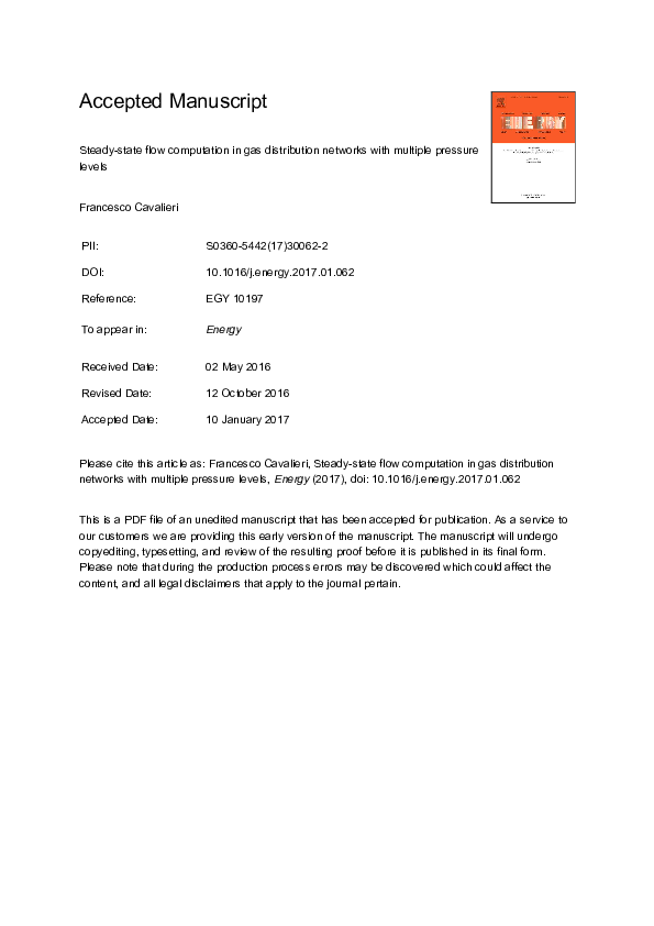(PDF) Steady-state flow computation in gas distribution networks with multiple pressure levels