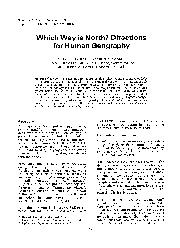 (PDF) Which way is North? Directions for human geography