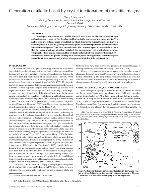 (PDF) Generation of Alkalic Basalt by Crystal Fractionation of ...