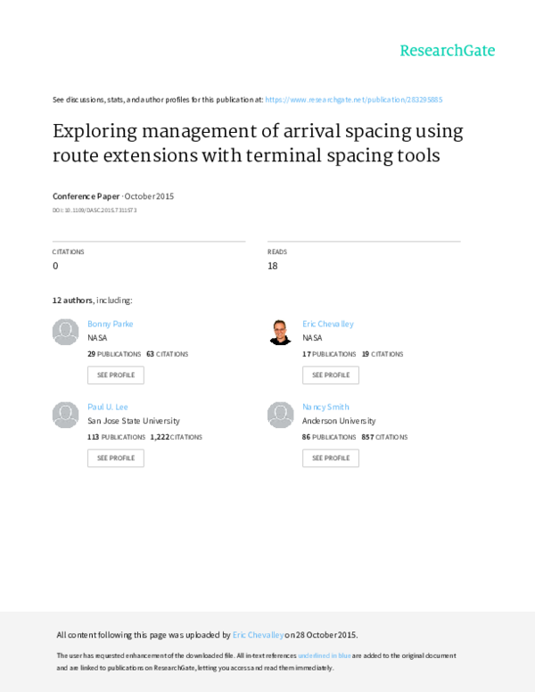 (PDF) Exploring management of arrival spacing using route extensions ...