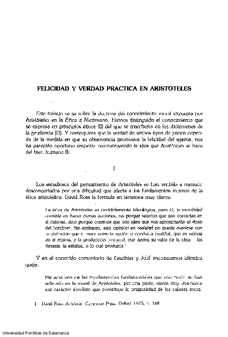 (PDF) Felicidad y verdad práctica en Aristóteles
