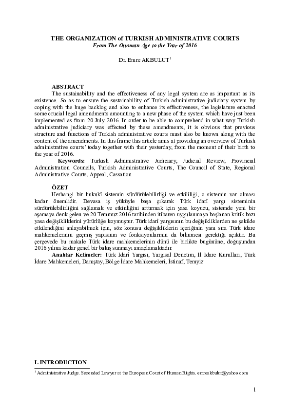 (DOC) The Organization Of Turkish Administrative Courts From The ...