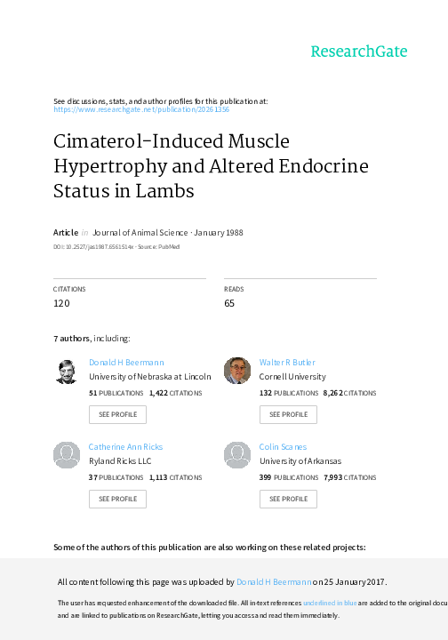 (PDF) Cimaterol-induced muscle hypertrophy and altered endocrine status ...