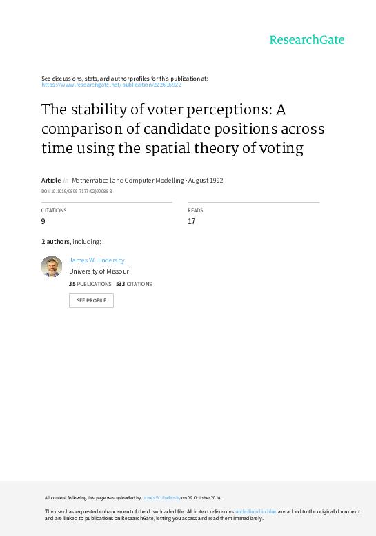 (PDF) The stability of voter perceptions: A comparison of candidate ...