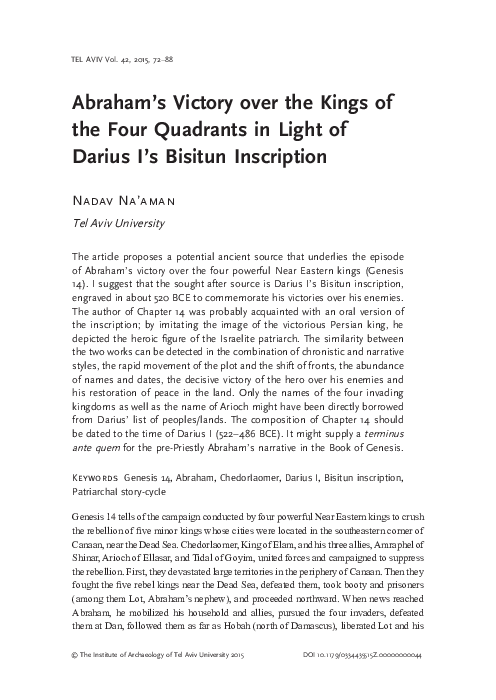 (PDF) Abraham’s Victory over the Kings of the Four Quadrants in Light ...