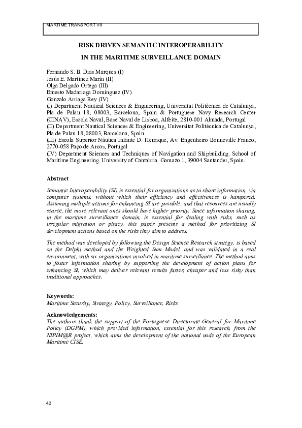 (PDF) RISK DRIVEN SEMANTIC INTEROPERABILITY IN THE MARITIME SURVEILLANCE DOMAIN