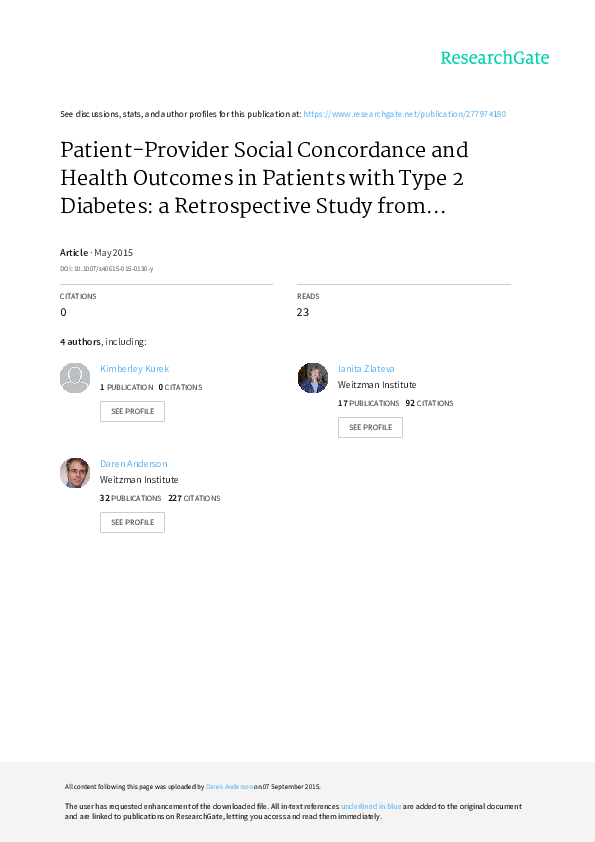 (PDF) Patient-Provider Social Concordance and Health Outcomes in ...