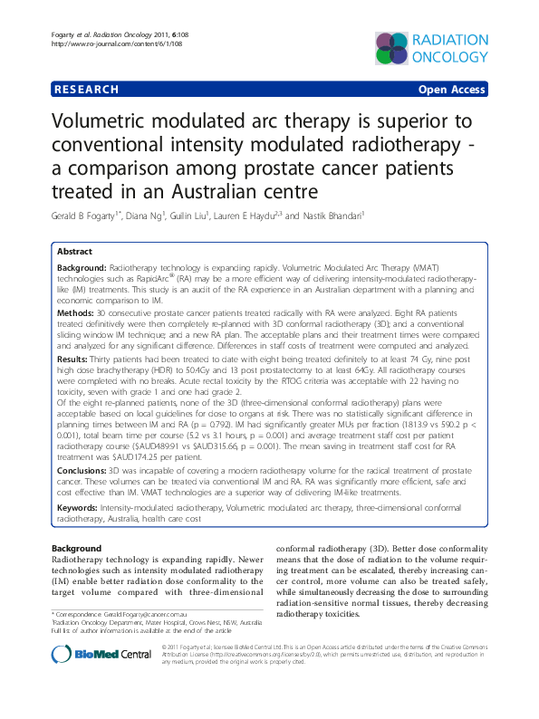 (PDF) Volumetric modulated arc therapy is superior to conventional intensity modulated ...