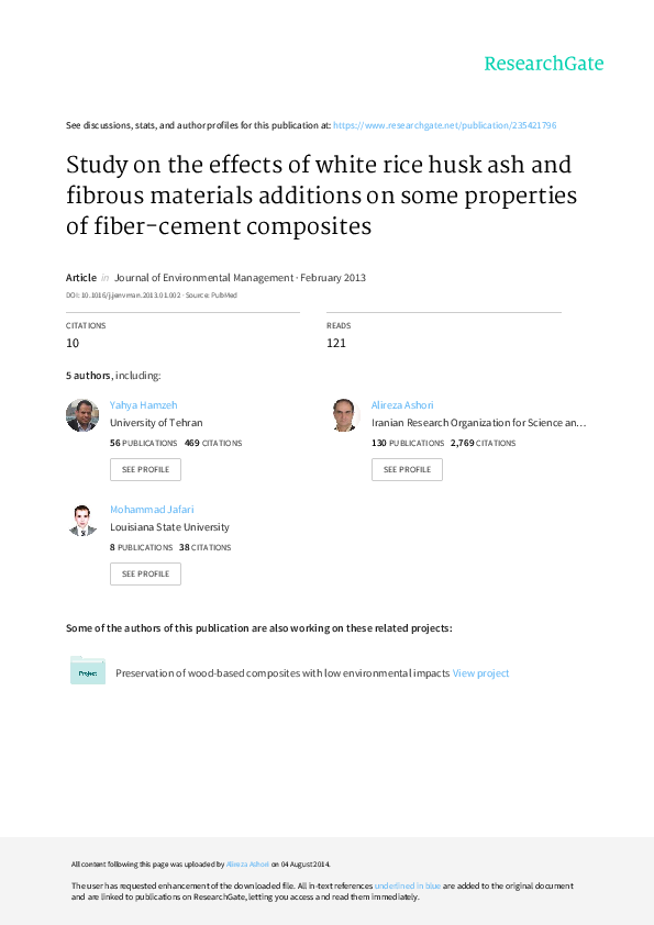 (PDF) Study on the effects of white rice husk ash and fibrous materials ...