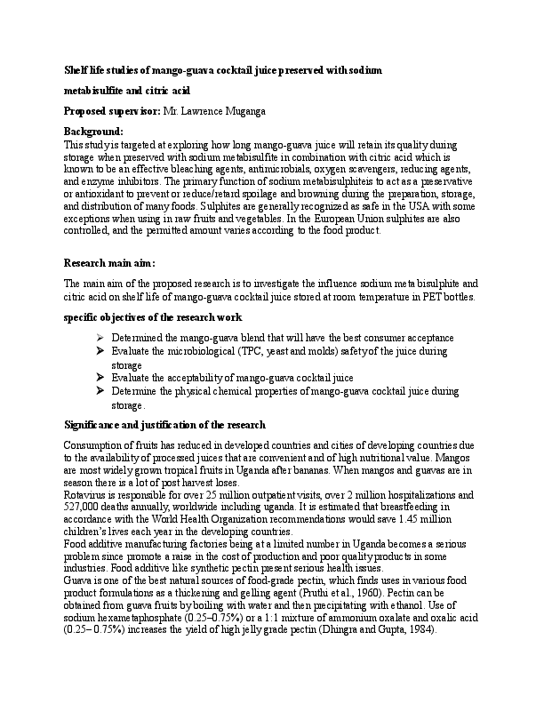 (DOC) Shelf life studies of mango-guava cocktail juice preserved with ...