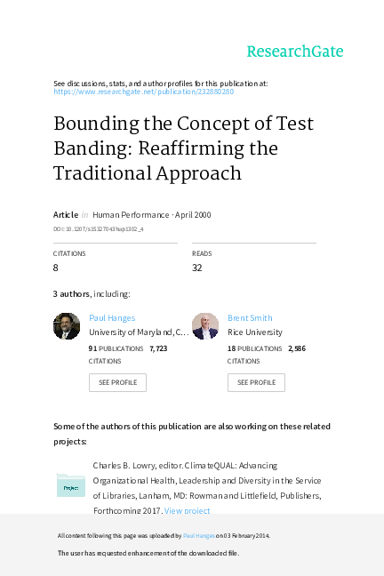 (PDF) Bounding the Concept of Test Banding: Reaffirming the Traditional ...