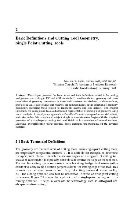 (PDF) Basic Definitions and Cutting Tool Geometry, Single Point Cutting ...