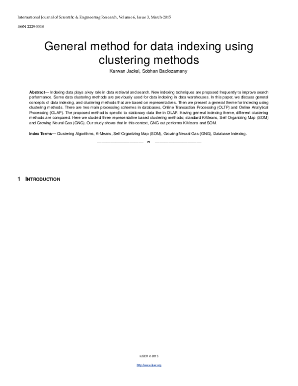 Doc General Method For Data Indexing Using Clustering Methods