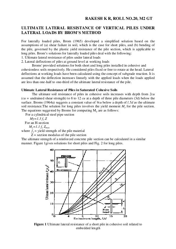 (PDF) RAKESH K R, ROLL NO.20, M2 GT ULTIMATE LATERAL RESISTANCE OF ...