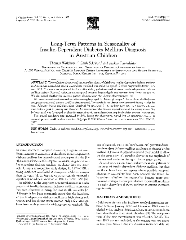 (PDF) Long-term patterns in seasonality of insulin-dependent diabetes ...