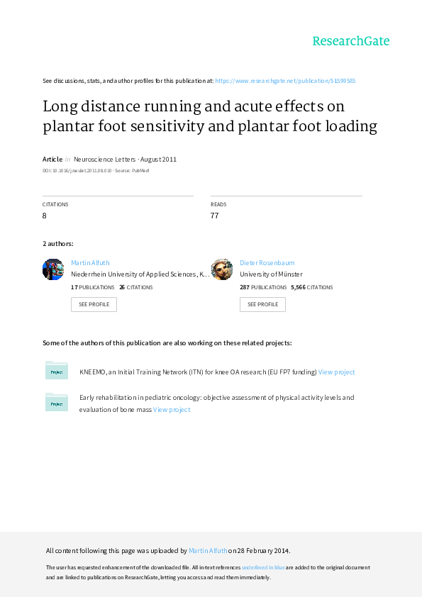 (PDF) Long distance running and acute effects on plantar foot ...