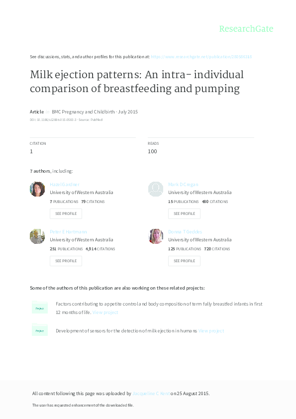 (PDF) Milk ejection patterns: an intra- individual comparison of ...