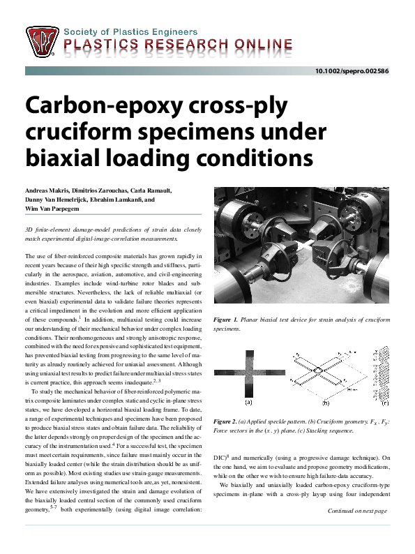 (PDF) Carbon-epoxy cross-ply cruciform specimens under biaxial loading ...