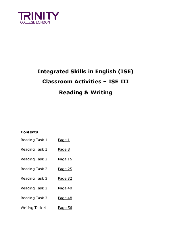 (PDF) Integrated Skills in English (ISE) Classroom Activities – ISE III ...