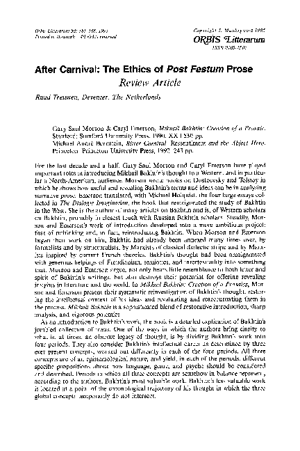 (PDF) Review Article: After Carnival: The Ethics of Post Festum Prose ...