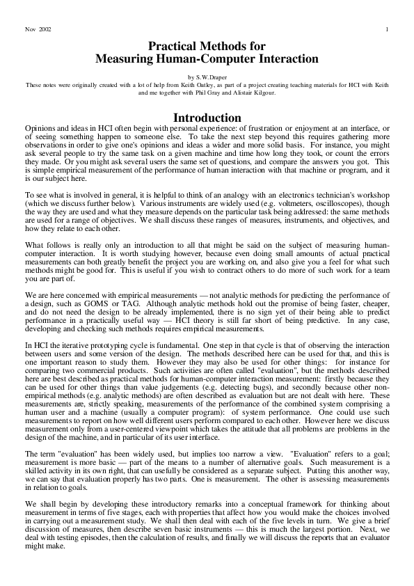 (PDF) Practical Methods for Measuring Human-Computer Interaction