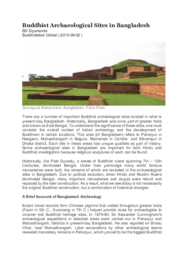 (PDF) Buddhist Archaeological Sites in Bangladesh