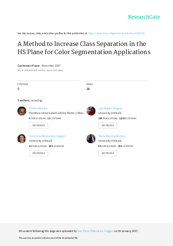 (PDF) A Method to Increase Class Separation in the HS Plane for Color ...