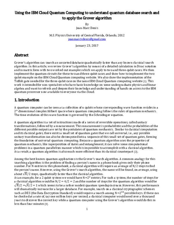 Pdf Using The Ibm Cloud Quantum Computing To Understand Quantum