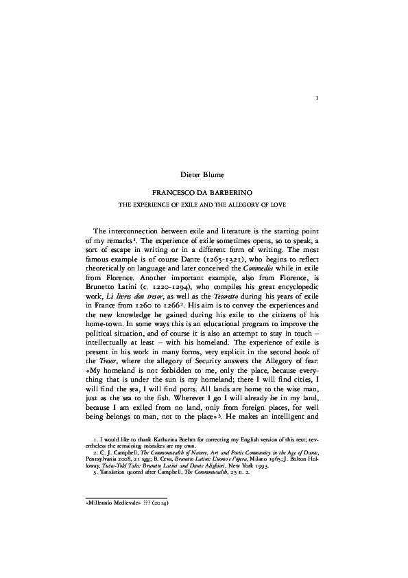 (PDF) Francesco da Barberino.The Experinece of Exile and the Allegory ...