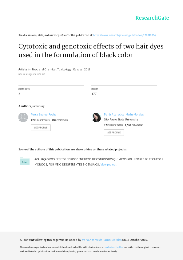 (PDF) Cytotoxic and genotoxic effects of two hair dyes used in the ...