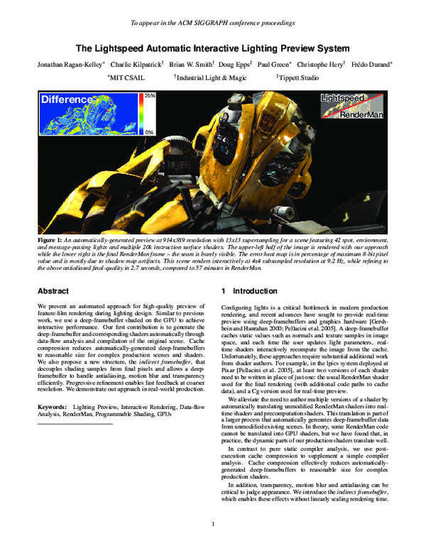 (PDF) The lightspeed automatic interactive lighting preview system