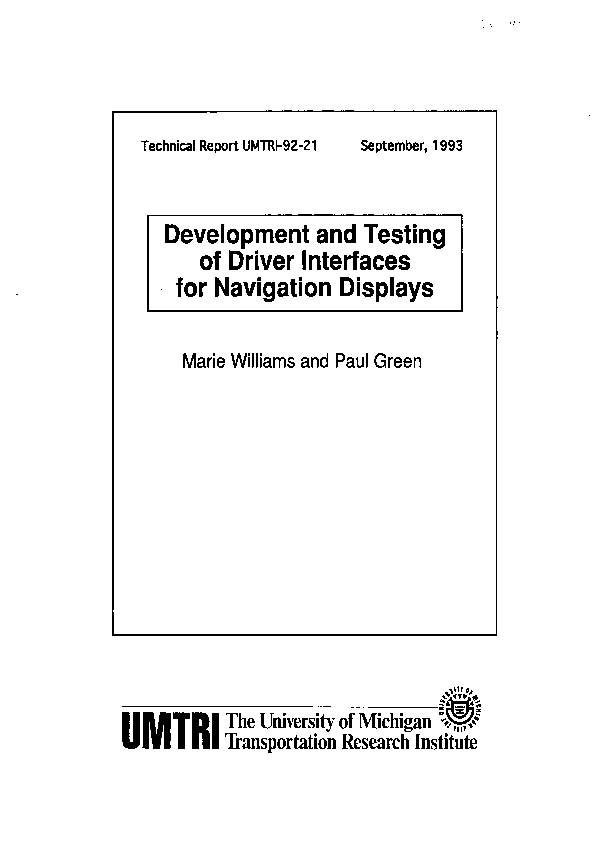 (PDF) Development and Testing of Driver Interfaces for Navigation Displays