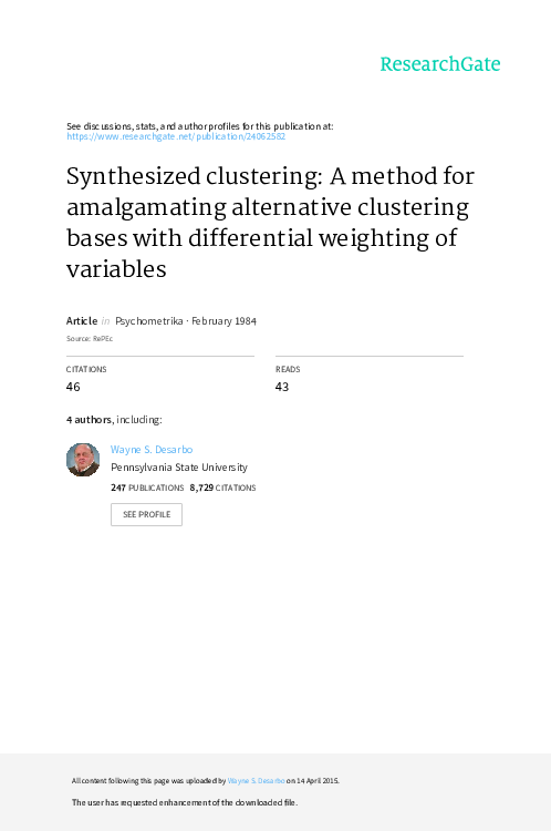 (PDF) Synthesized clustering: A method for amalgamating alternative clustering bases with ...