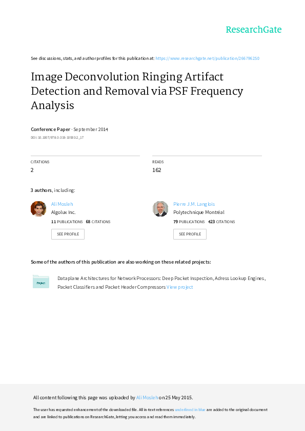 (PDF) Image Deconvolution Ringing Artifact Detection and Removal via ...