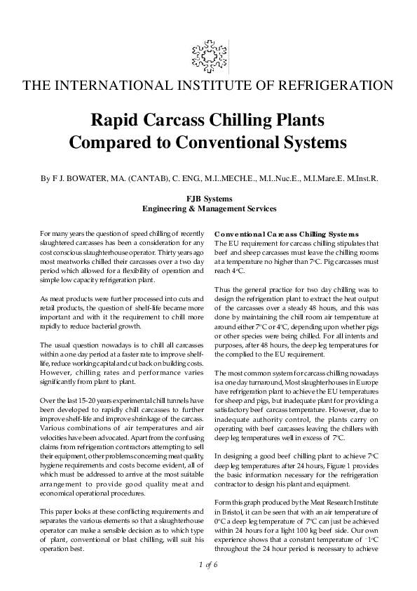 (PDF) Rapid Carcass Chilling vs Conventional