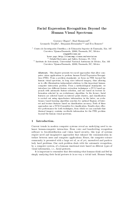 (PDF) Facial Expression Recognition Beyond the Human Visual Spectrum
