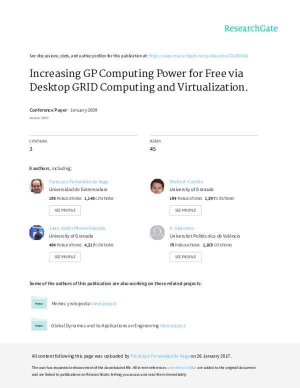 (PDF) Increasing GP Computing Power for Free via Desktop GRID Computing and Virtualization